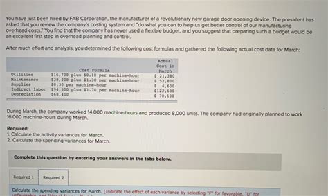 Solved Required 1 Calculate The Activity Variances For
