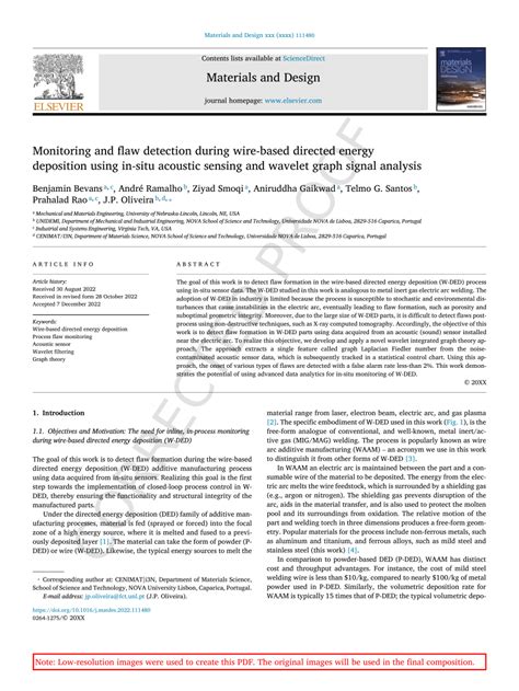 Pdf Monitoring And Flaw Detection During Wire Based Directed Energy Deposition Using In Situ
