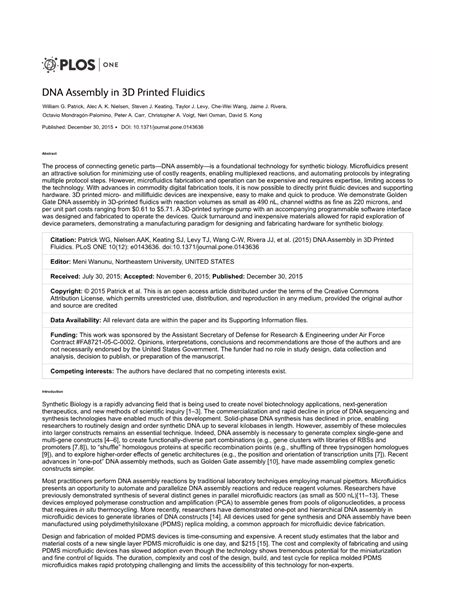 Dna Assembly In 3d Printed Fluidics Docslib
