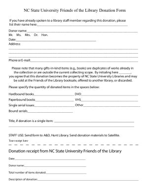Fillable Online Updated Donation Form 1 03 20 NCSU Libraries Fax