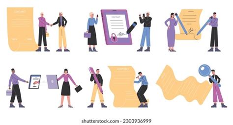 People Sign Documents Electronic Analog Signatures Stock Vector Royalty Free 2303936999