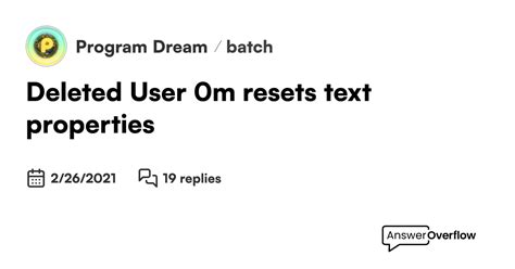 Deleted User 0m Resets Text Properties Program Dream