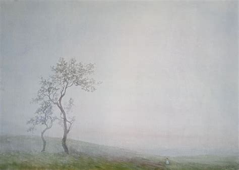 В тумане Бумага акварель Фёдор Усачёв Пейзажи Туман Картины