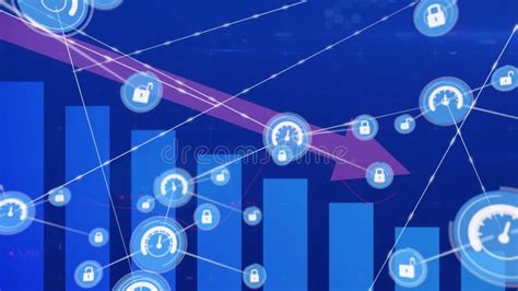 Animation Of Network Of Connections With Icons Over Statistics With Arrow Stock Video Video Of