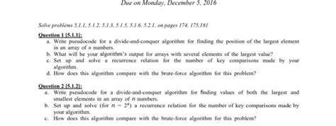solved write pseudocode for a divide and conquer algorithm