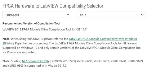 Solved Crio 9074 Run Fpga Compiler On Windows 10 With Labview 2018 Page 2 Ni Community