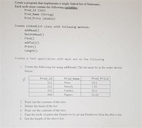 Solved Create A Program That Implements A Singly Linked List