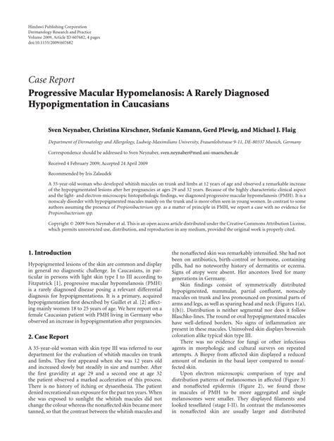 Pdf Progressive Macular Hypomelanosis A Rarely Diagnosed