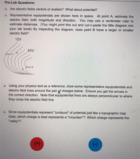 Solved Pre Lab Questions O Are Electric Fields Vectors Or