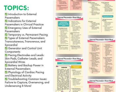 Printable External Pacemaker Cheat Sheet Digital Download Cardiac