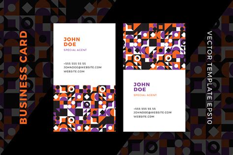 트렌디 한 추상 명함 수직 어두운 템플릿 현대적인 최소한의 기하학적 패턴으로 기업 문구 모형 샘플 텍스트가있는 깨끗하고 간단한