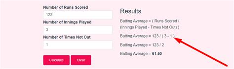 Cricket Batting Average Calculator Yttags