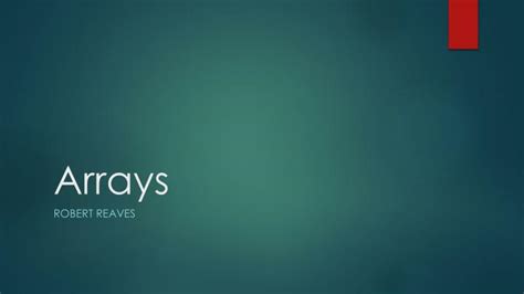 Ppt Arrays Powerpoint Presentation Free Download Id2857048