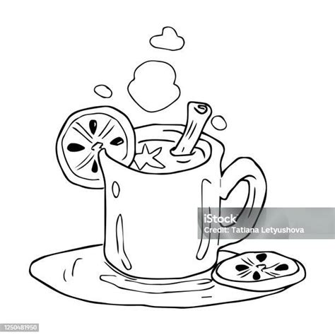 빈티지 티컵 드로잉 윤곽선 핸드 그린 스케치 라인 아트 낙서 벡터 일러스트 그리기에 대한 스톡 벡터 아트 및 기타 이미지