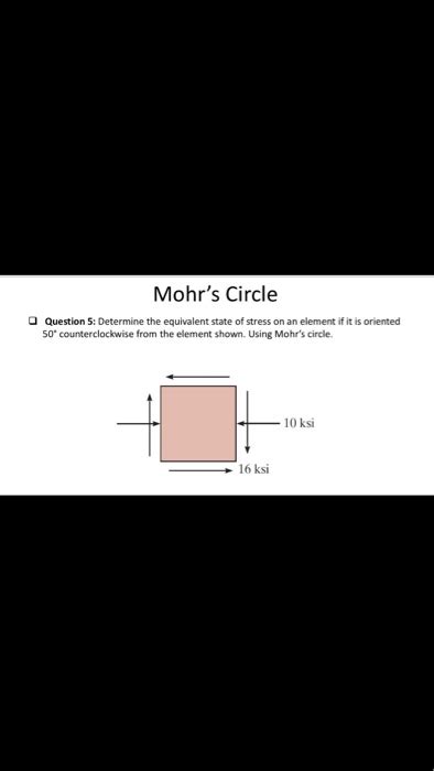 Solved Mohr S Circle Question Determine The Equivalent Chegg Com