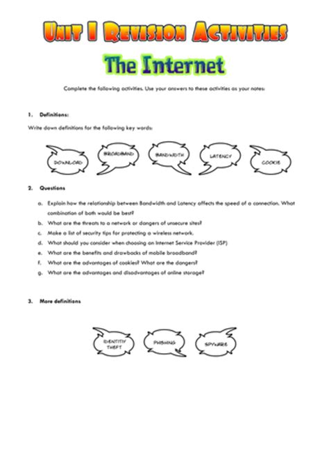 Gcse Ict Edexcel Unit 1 Revision Teaching Resources