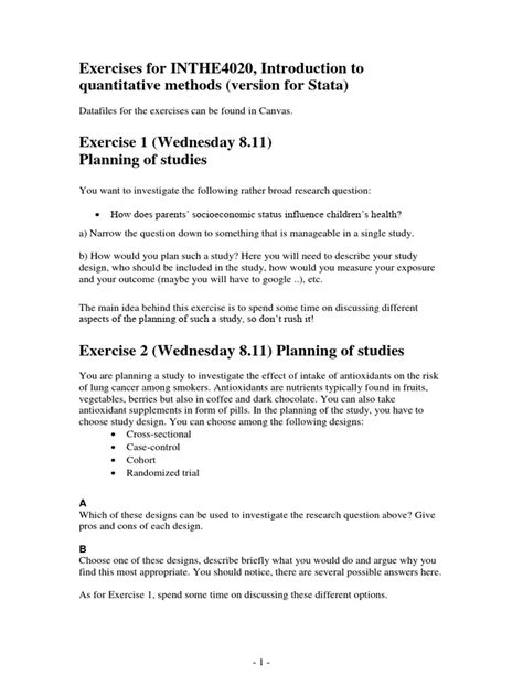 Exercises Pdf Statistics Survey Methodology