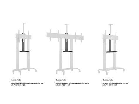 M Motorized Public Floorstand Shelf Dual Pillar 180 Hd Multibrackets