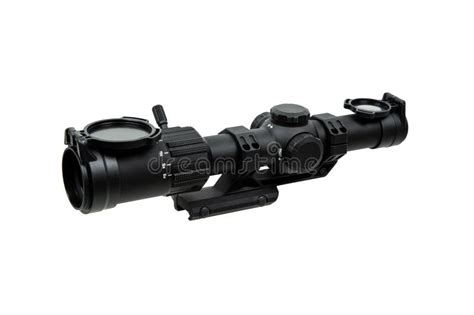 Modern Sniper Scope On A White Back Optical Device For Aiming And