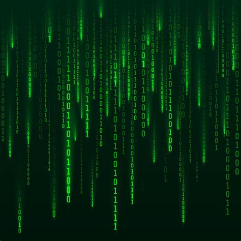 Sci Fi Background Binary Computer Code Green Digital Numbers Matrix Of Binary Numbers