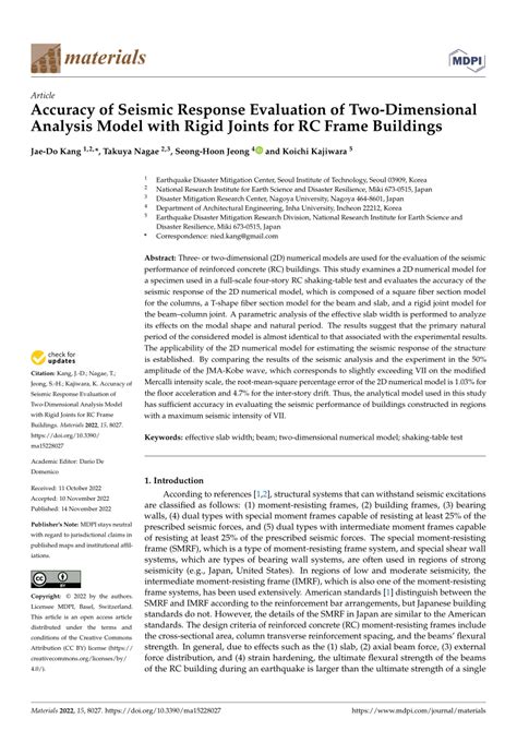 Pdf Accuracy Of Seismic Response Evaluation Of Two Dimensional Analysis Model With Rigid