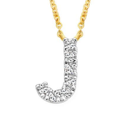 9ct Gold Diamond Initial J Block Necklet Angus And Coote