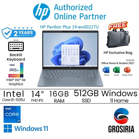 Jual HP Laptop Pavilion Plus 14 EW0021TU Core I5 1355U 16GB 512GB SSD Win11 Shopee Indonesia