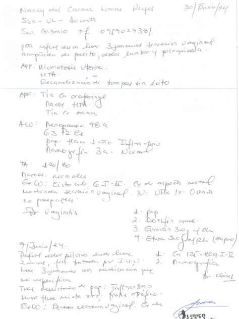 Historia Clinica Paciente Nancy Lomas Pdf