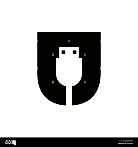 Initial Letter U USB Symbol Design Computer Connection USB Cable Icon Vector Stock Vector Image