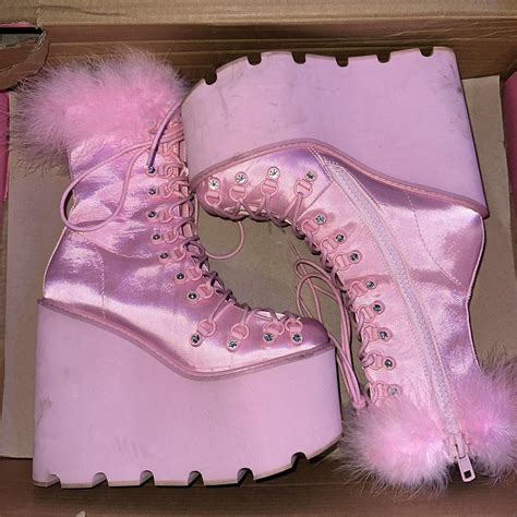 Sugar Thrillz Marabou Traitor Boots Size 8 Only Worn Depop