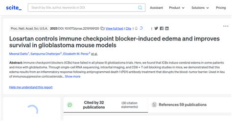 Losartan Controls Immune Checkpoint Blocker Induced Edema And Improves Survival In Glioblastoma