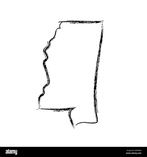Mississippi Map Outline Concept Sketch Isolated Vector Graphics Hand Drawn Map Of Us State