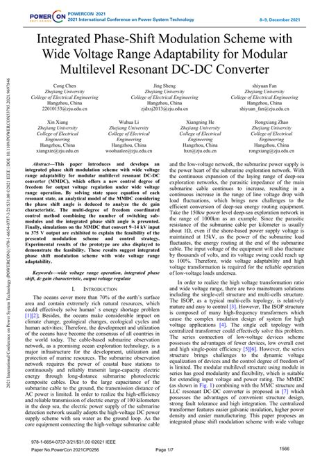 PDF Integrated Phase Shift Modulation Scheme With Wide Voltage Range Adaptability For Modular