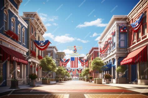 Premium Photo Classic American Main Street With Storefronts Generative Ai