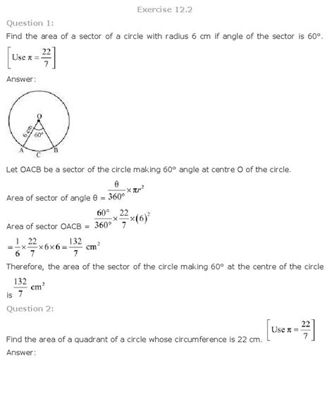 Areas Related To Circles Class 10 Mathematics Ncert Solutions