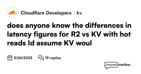 Does Anyone Know The Differences In Latency Figures For R2 Vs Kv With