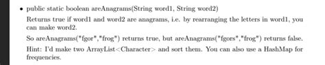Solved Public Static Boolean Areanagramsstring Wordl