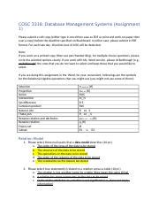 COSC 3318 ASM1 1 Docx COSC 3318 Database Management Systems