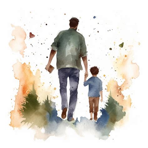 Premium Photo Happy Fathers Day Painting In Watercolor Effect