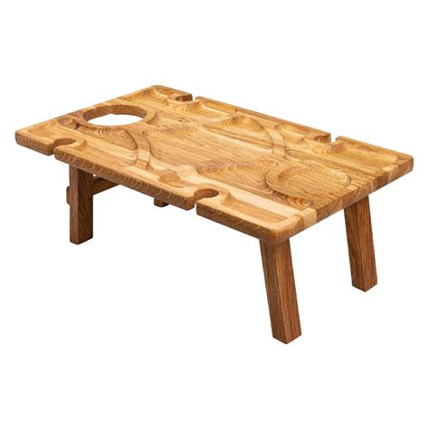 Винний столик менажниця з дерева 50×30 см прямокутний на ніжках дуб Bws500180 1094686 — купити