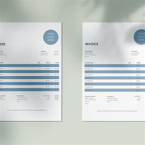 Invoice Template Auto Calculation Excel Etsy