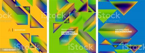 추상적인 배경 집합입니다 겹치는 기하학적 요소 구성 배경 화면 배너 배경 카드 책 그림 방문 페이지에 대 한 벡터 일러스트 레이 션 0명에 대한 스톡 벡터 아트 및 기타