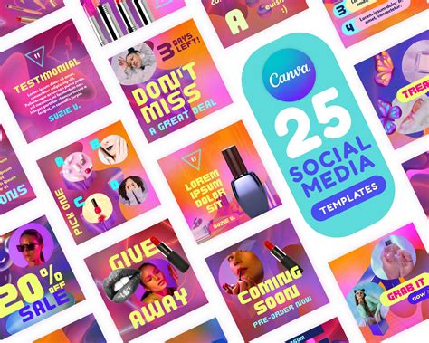 Vaporwave Y2K Social Canva Templates 25 FULLY CUSTOMIZABLE Surrealism Ethereal 80s Retro Dream