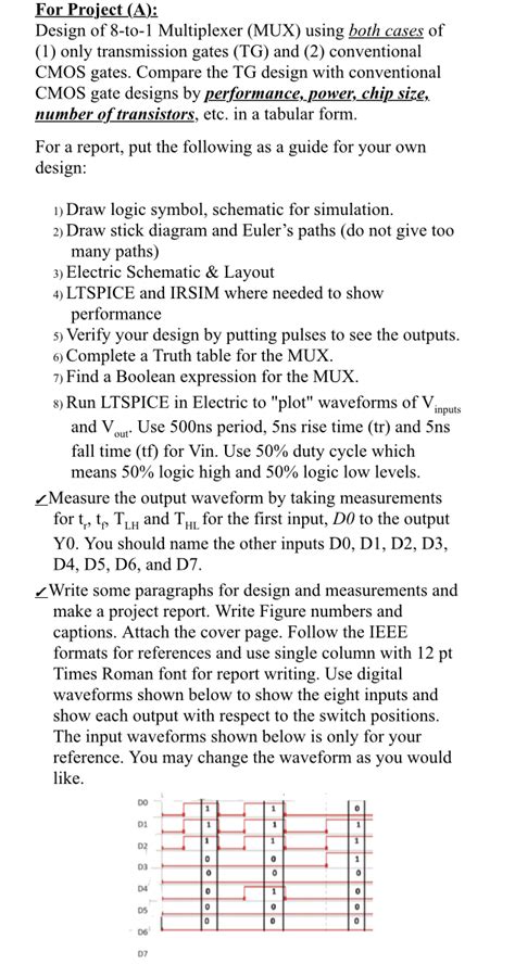 1 Design A Cmos 8 To 1 Multiplexer Schematic Diagram