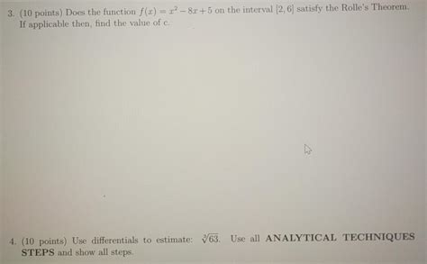 solved 3 10 points does the function f x x2−8x 5 on the