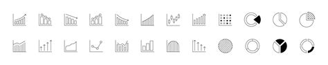 Bar Graph Line Icons Set Graph Line Bar Chart Diagram Report