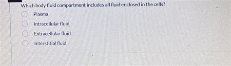 Solved Which Body Fluid Compartment Includes All Fluid