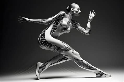 Premium Ai Image Female Robot With Futuristic Bionic Body Or Robotic Exoskeleton Beauty Of