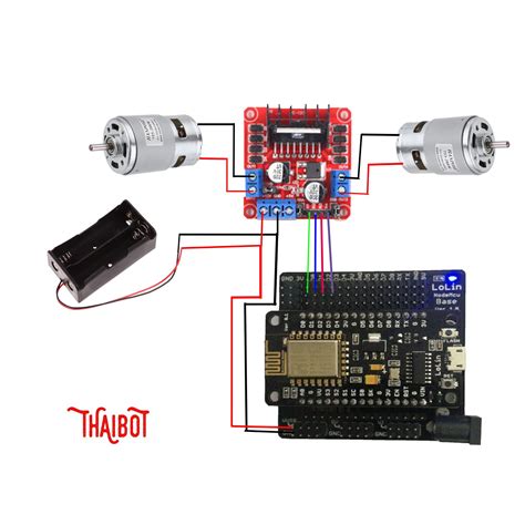 Thaibot ภาพการต่อวงจร หุ่นยนต์บังคับผ่านไวไฟ ด้วยesp8266