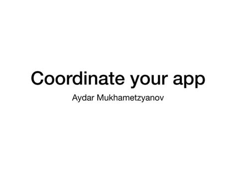 Coordinate Your App Pdf